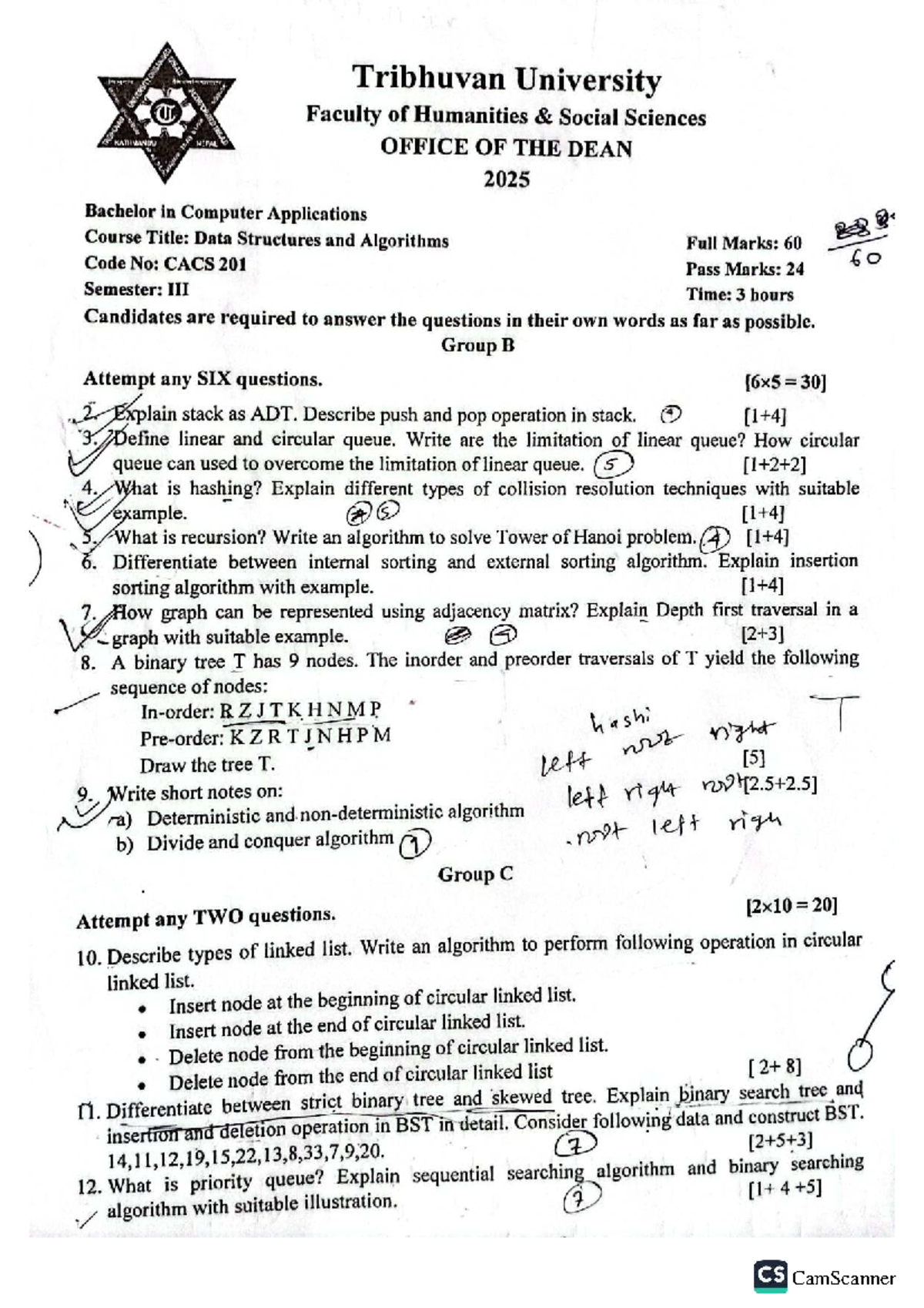 BCA 3rd Sem Question Paper: Data Structures, Web Tech, OOP, Sys ...