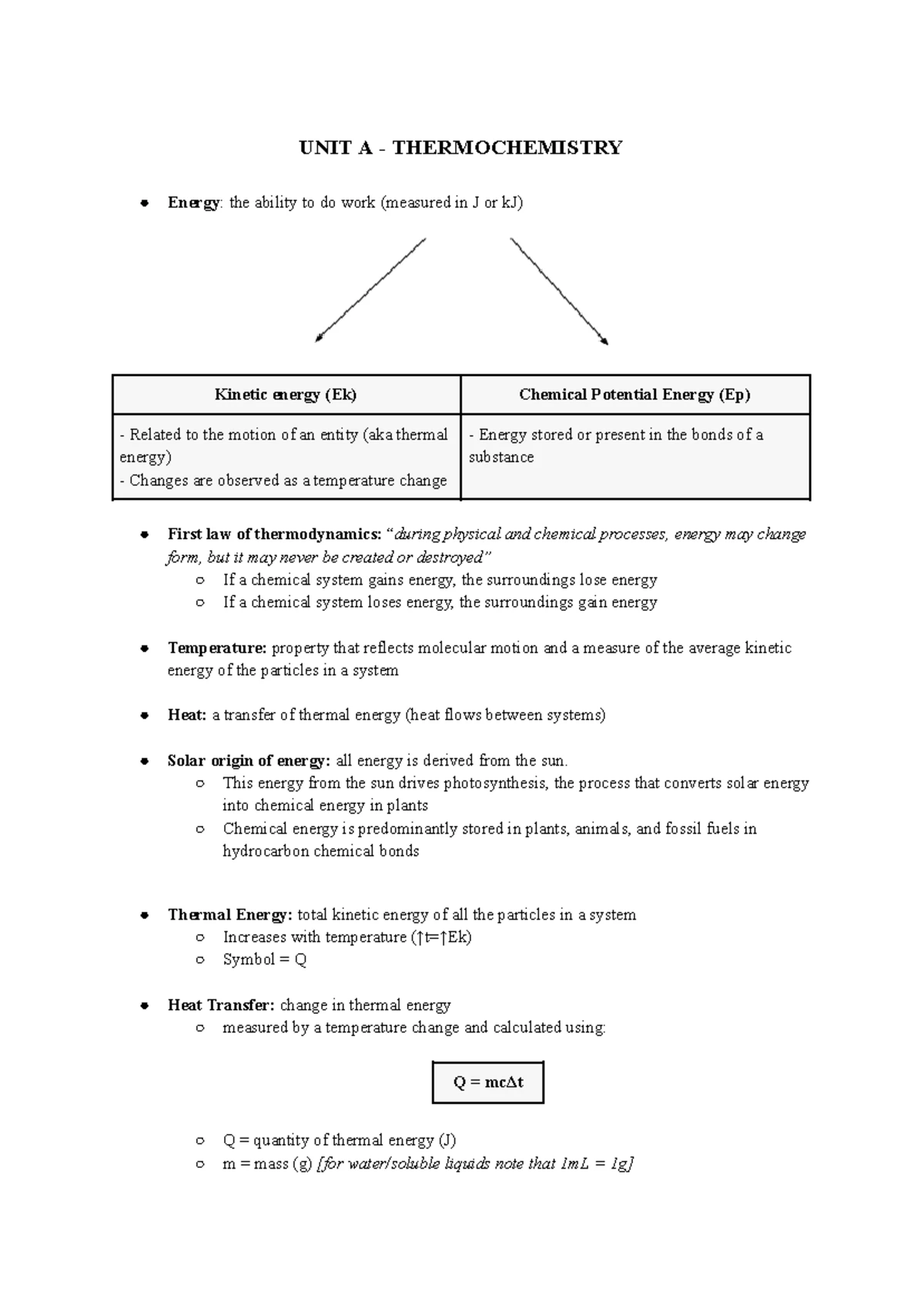 Thermochemistry Final Exam Study Guide (Course Code: CHEM101) - Studocu