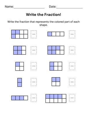 Color the Fraction Worksheet – Version 1 - Name: Date: Color the ...