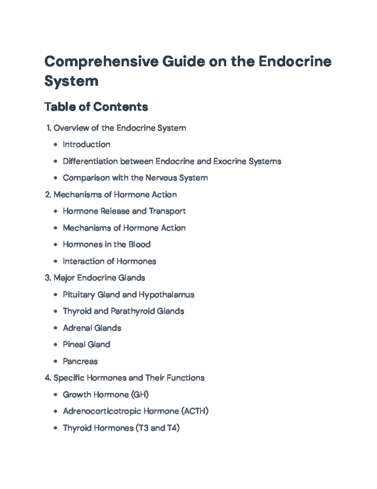 Comprehensive Study Guide on the Endocrine System and Hormones ...
