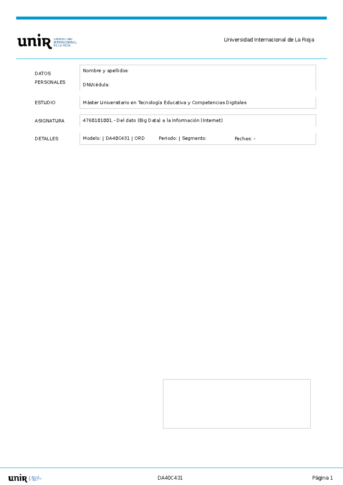 Examen DA40C431: Big Data - Creación de Dashboard Educativo - Studocu