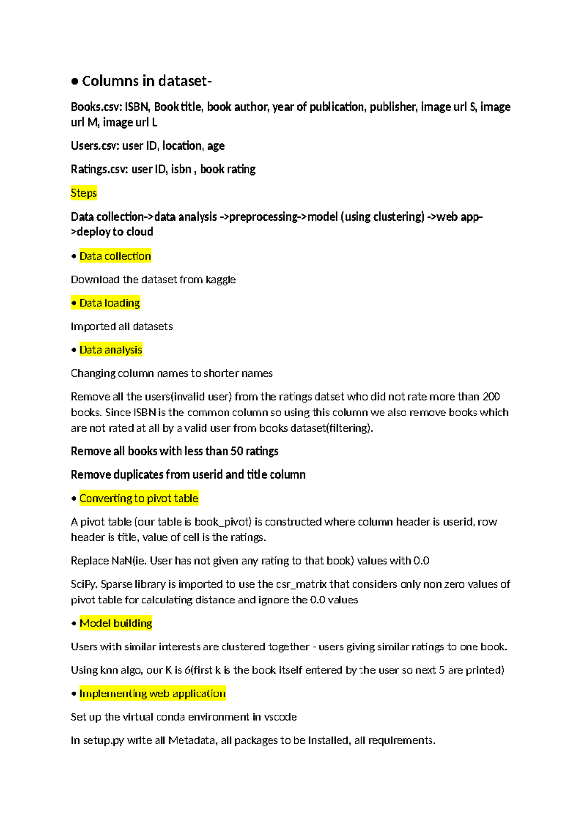 KNN Book Recommendation System Analysis - CS101 Final Project - Studocu