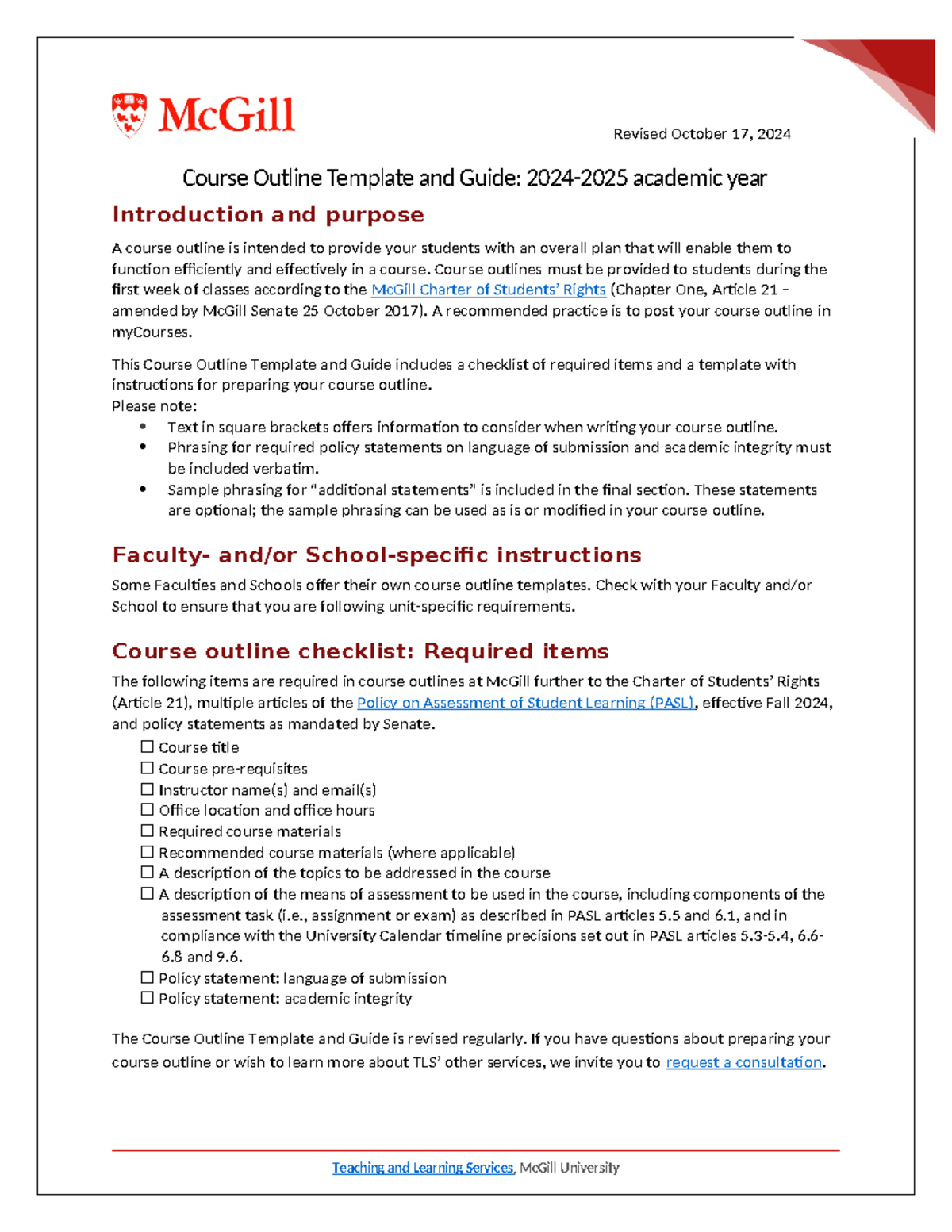 Course Outline Template and Guide 2024-2025 Jennie Ferris - Revised ...