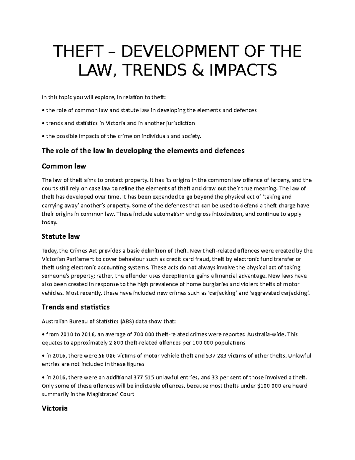 Theft Development of the Law - THEFT – DEVELOPMENT OF THE LAW, TRENDS ...