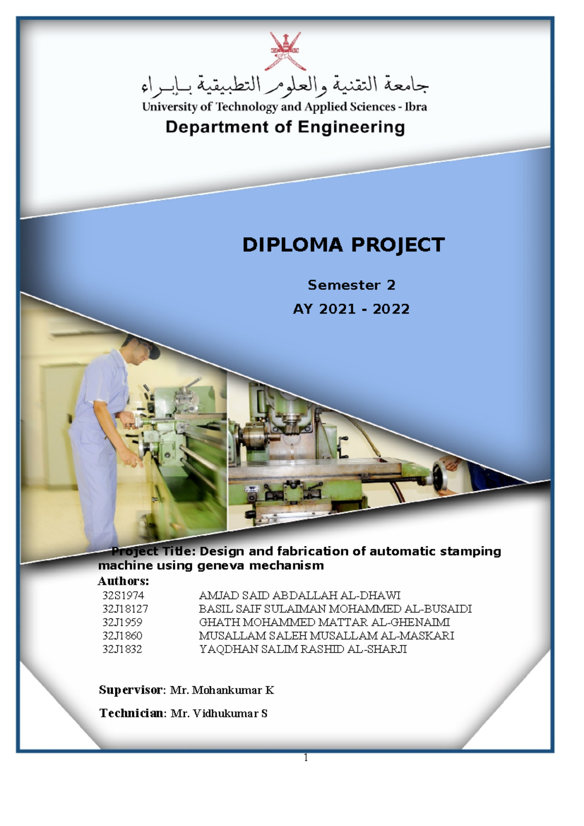 DIPLOMA PROJECT: Design & Fabrication of Automatic Stamping Machine ...