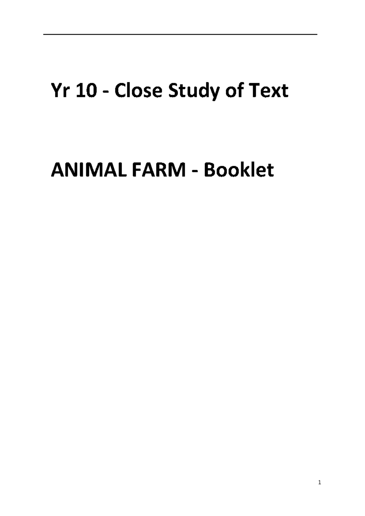 Yr 10 - CST - Animal Farm - In-Depth Study Booklet - Studocu