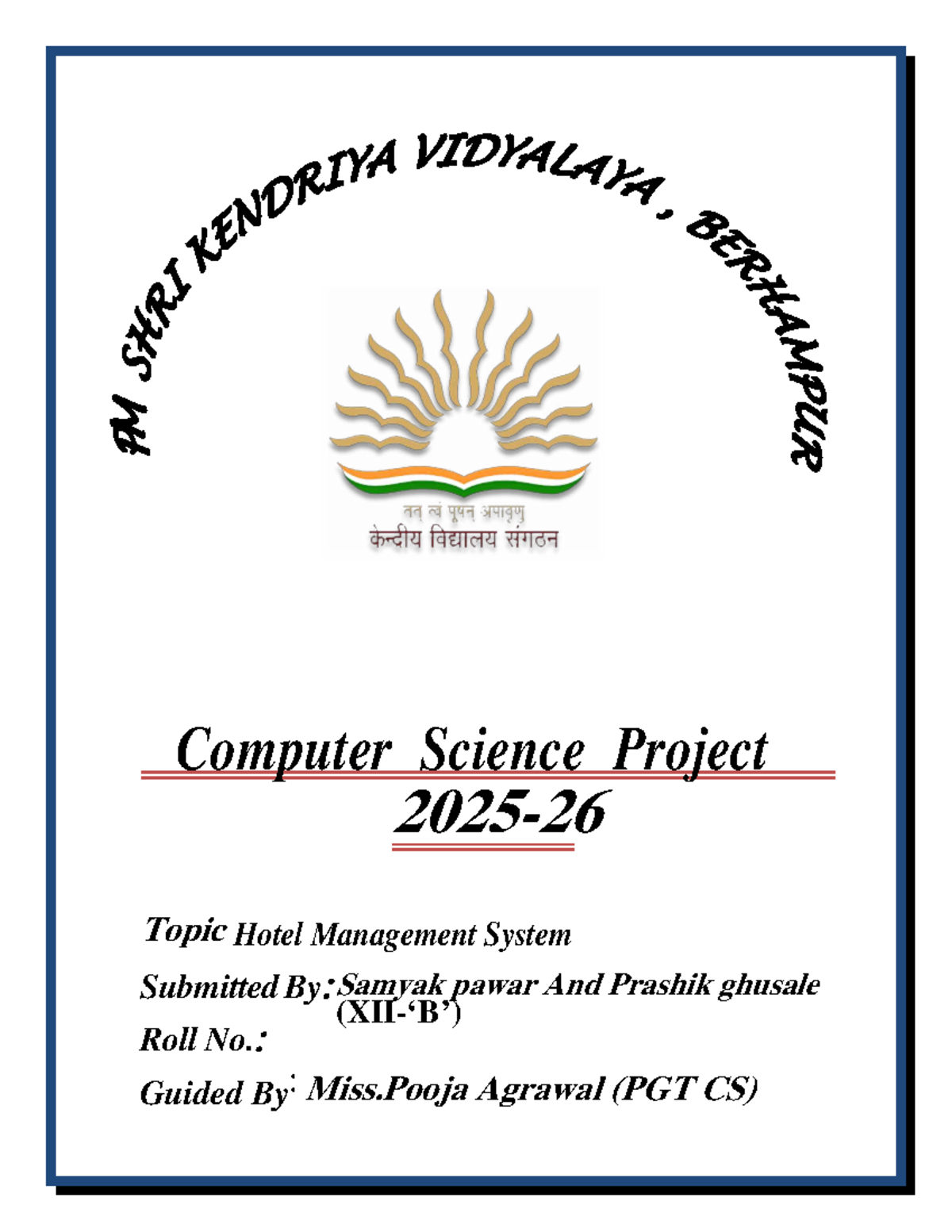 CS Project: Hotel Management System Overview and Implementation - Studocu