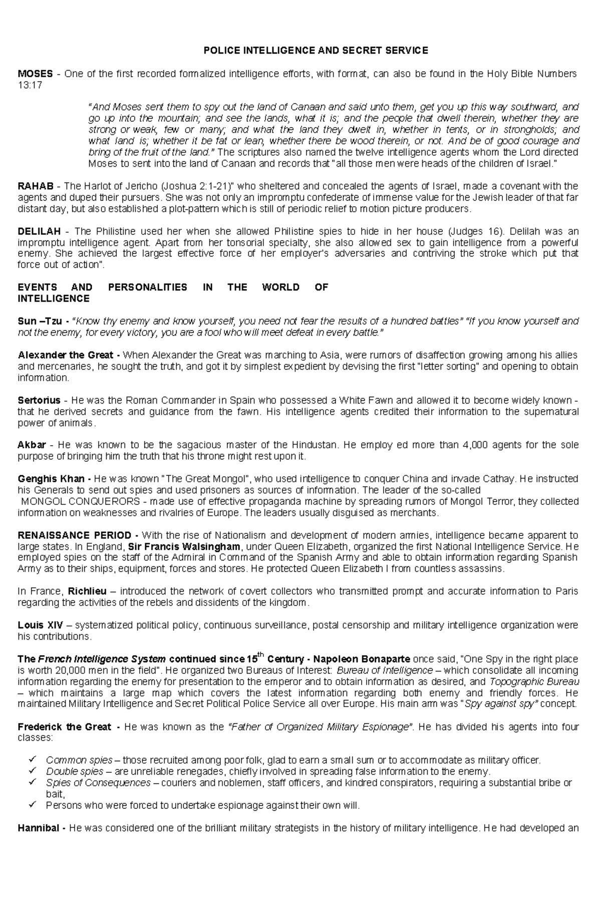 Police Intelligence AND Secret Service 1 - POLICE INTELLIGENCE AND ...