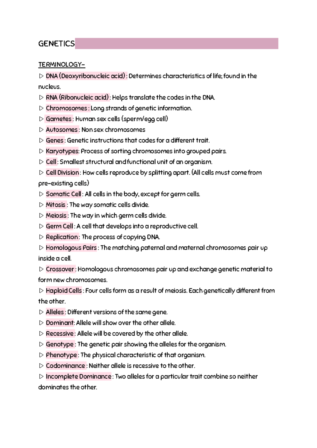 GEN 101: Microscopic World Revision Notes on DNA, Genes, and Cell ...