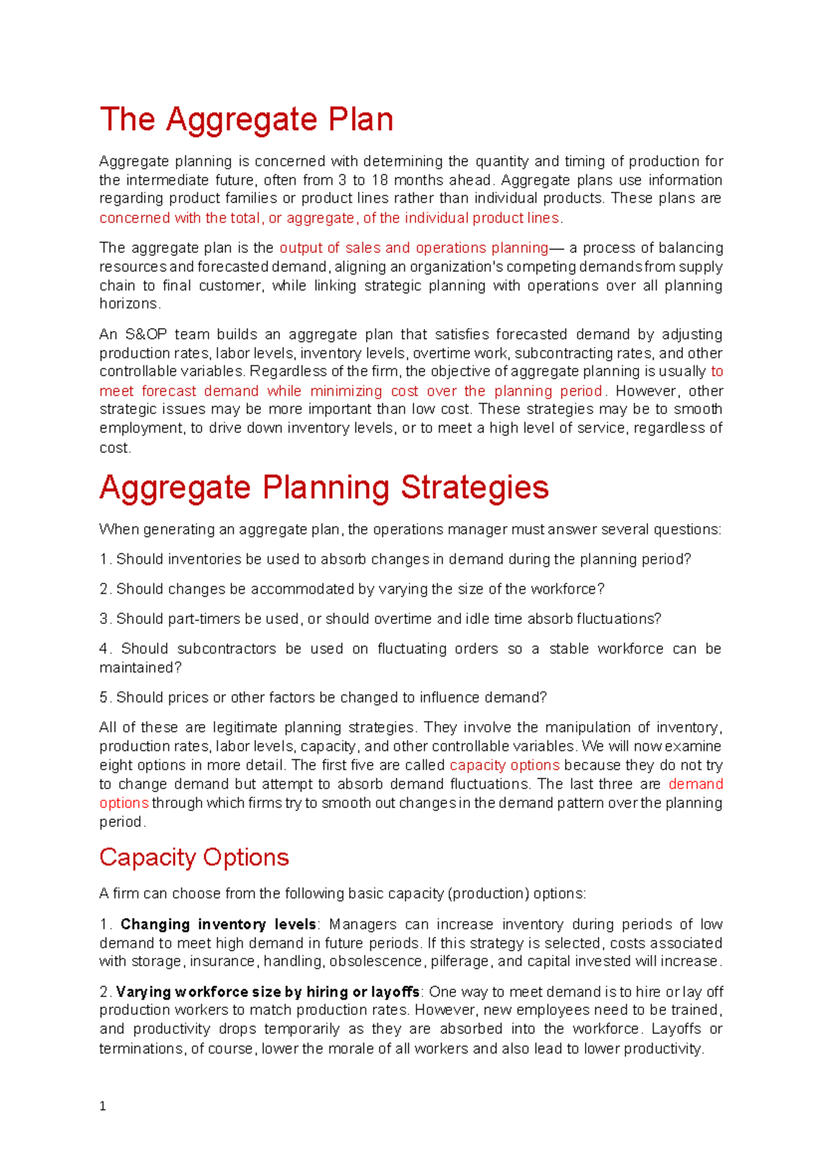 Aggregate Planning Strategies and Techniques (Course Code: AGP 202 ...