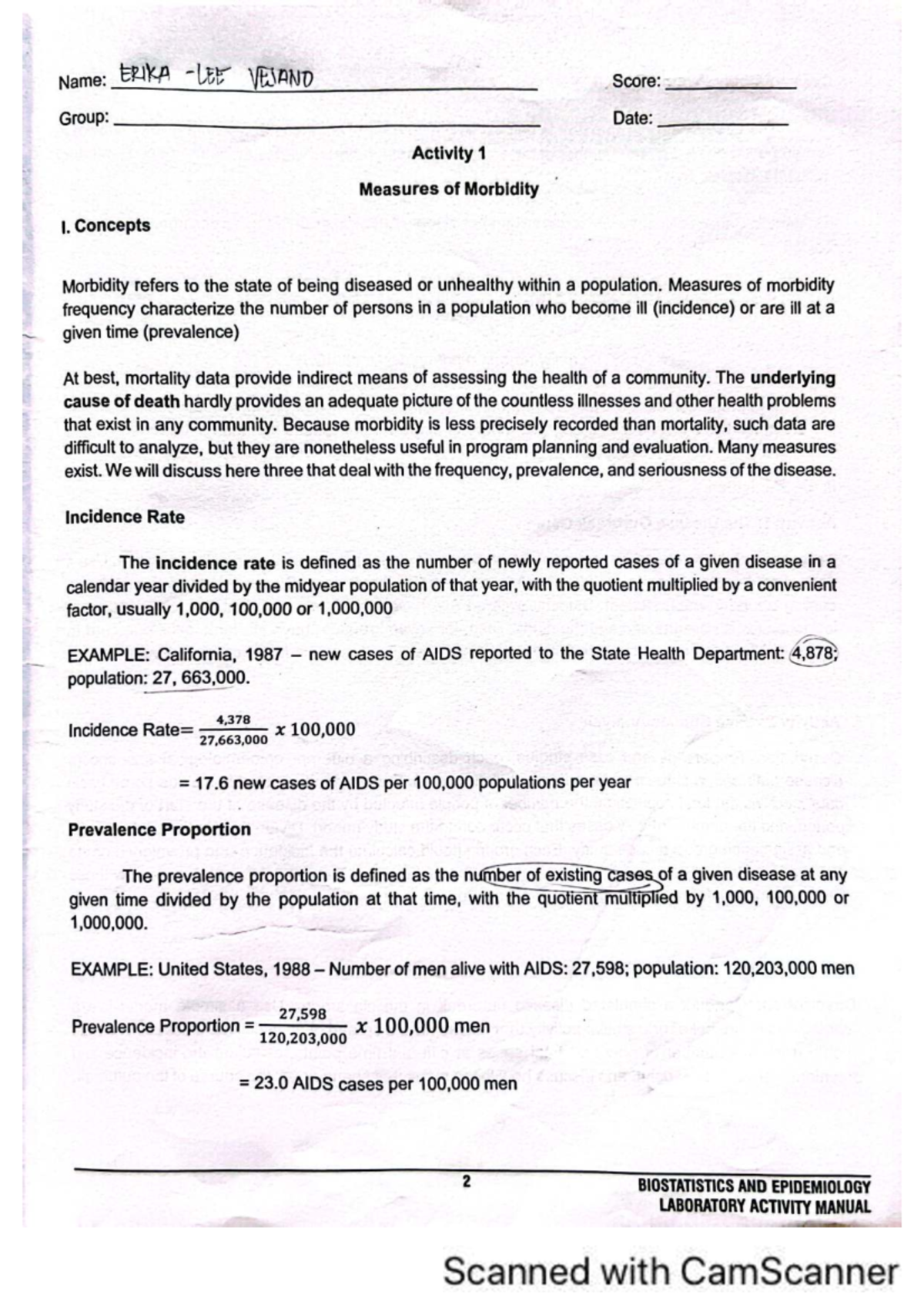 BIOSTATISTICS AND EPIDEMIOLOGY LAB ACTIVITY MANUAL (VEJANO) - Studocu
