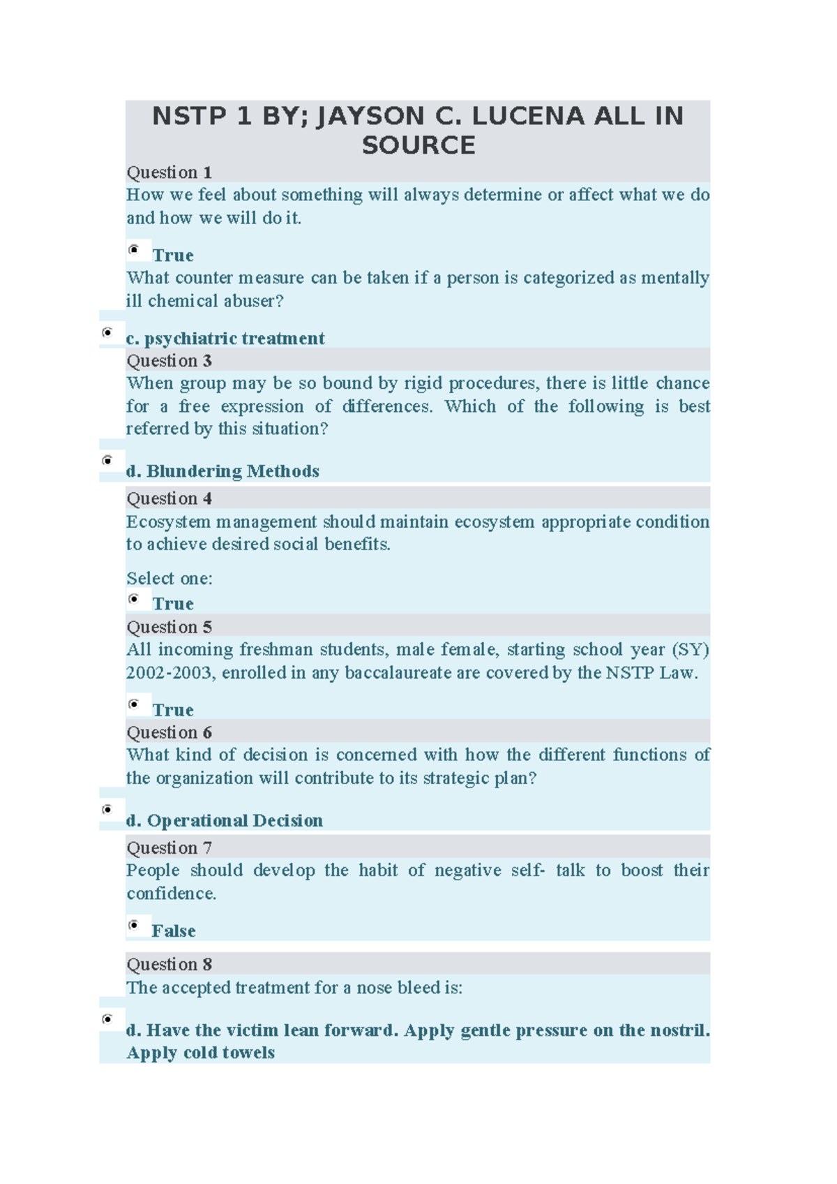 Pdfcoffee - Read and Learn - NSTP 1 BY; JAYSON C. LUCENA ALL IN SOURCE ...