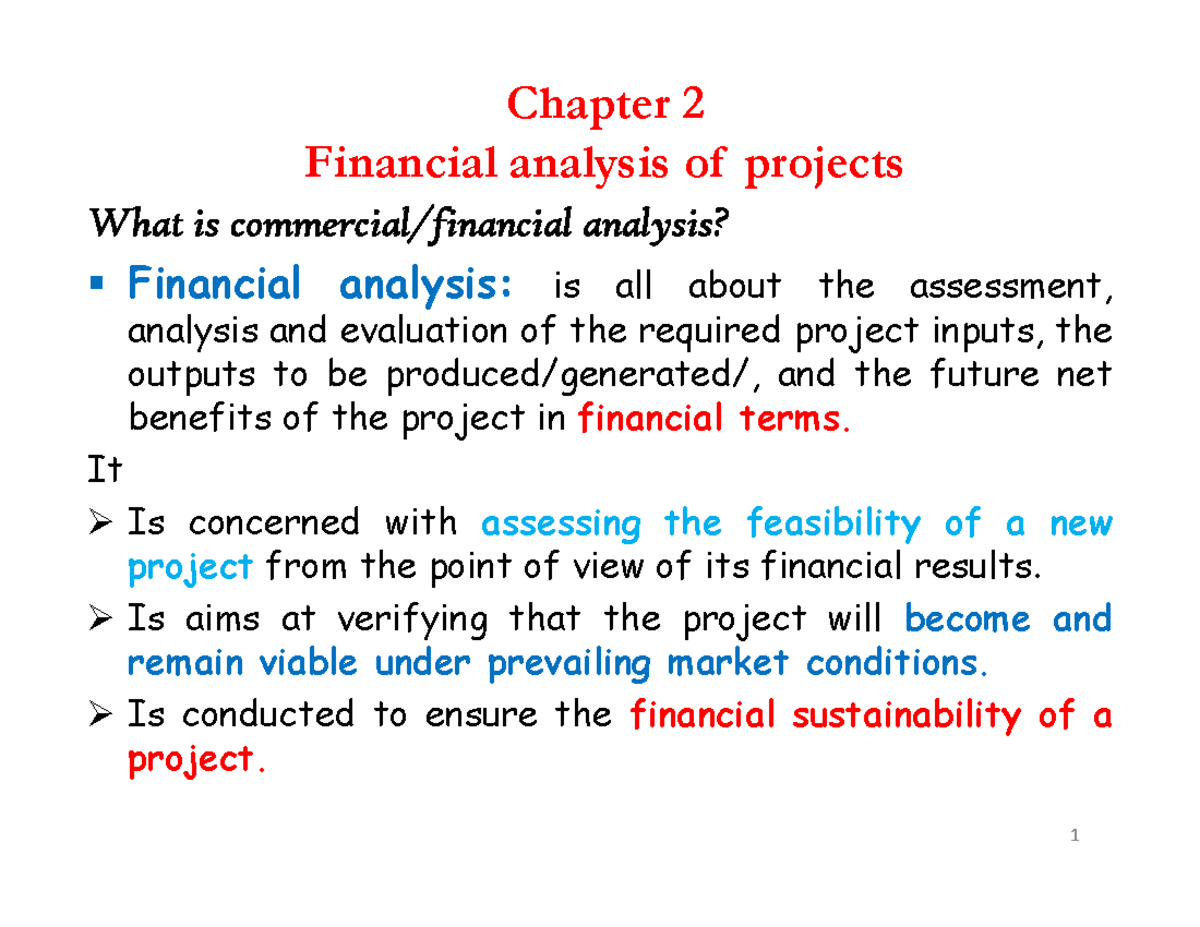 Project Ch 2 - Assignment - Chapter 2 Financial analysis of projects ...