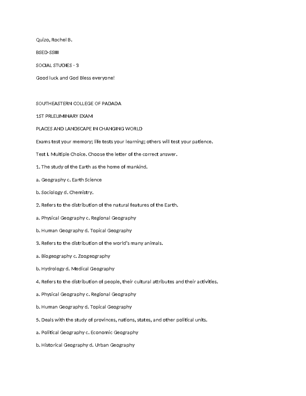 Social Studies 3: 1st Preliminary Exam Review Guide - Studocu