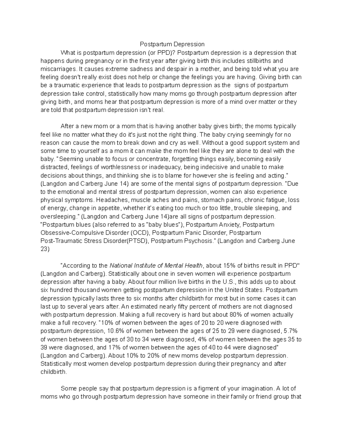 PPD Awareness: Understanding Postpartum Depression Signs & Stats - Studocu