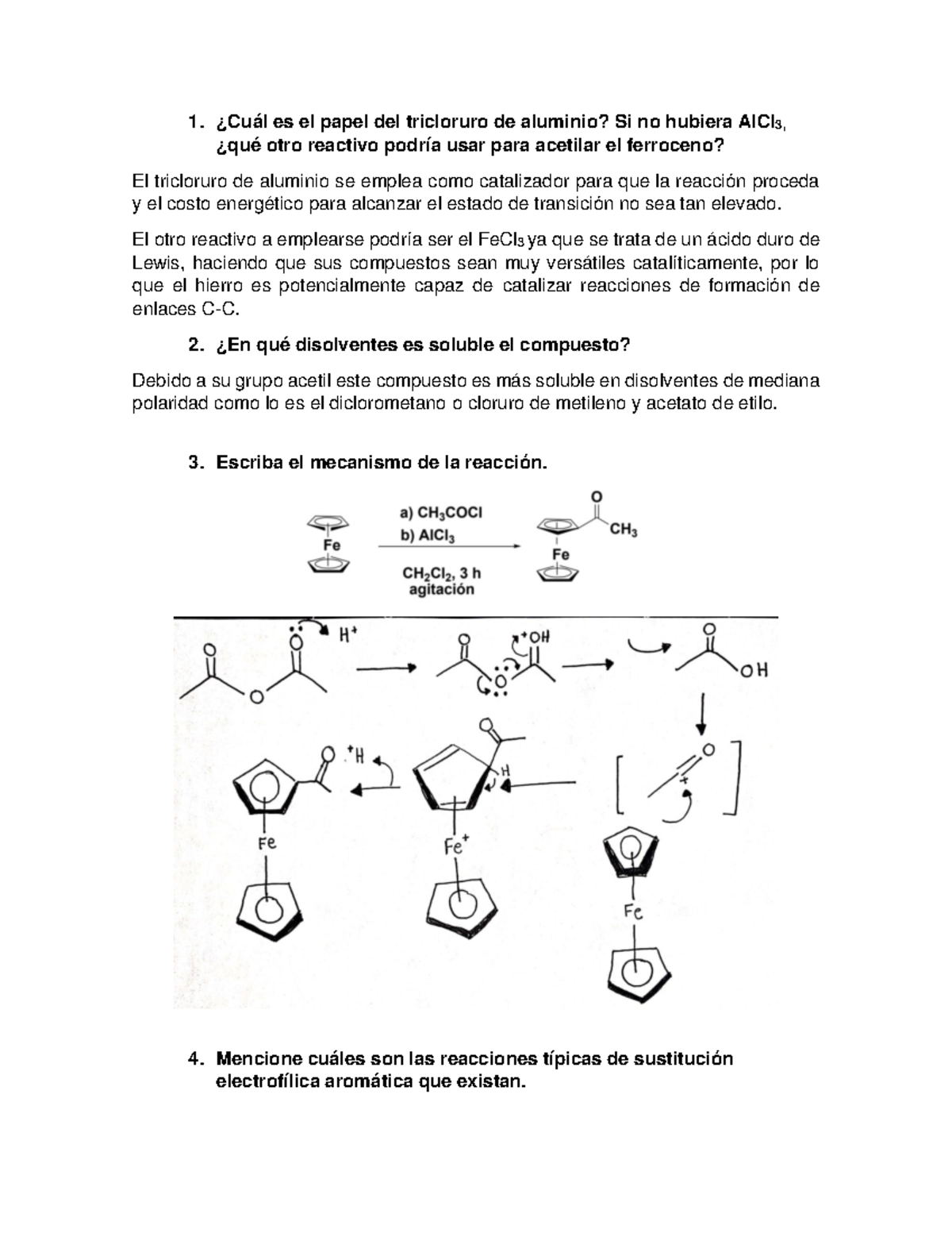 Monoacetilación del ferroceno: Mecanismos y propiedades (Chem 101 ...