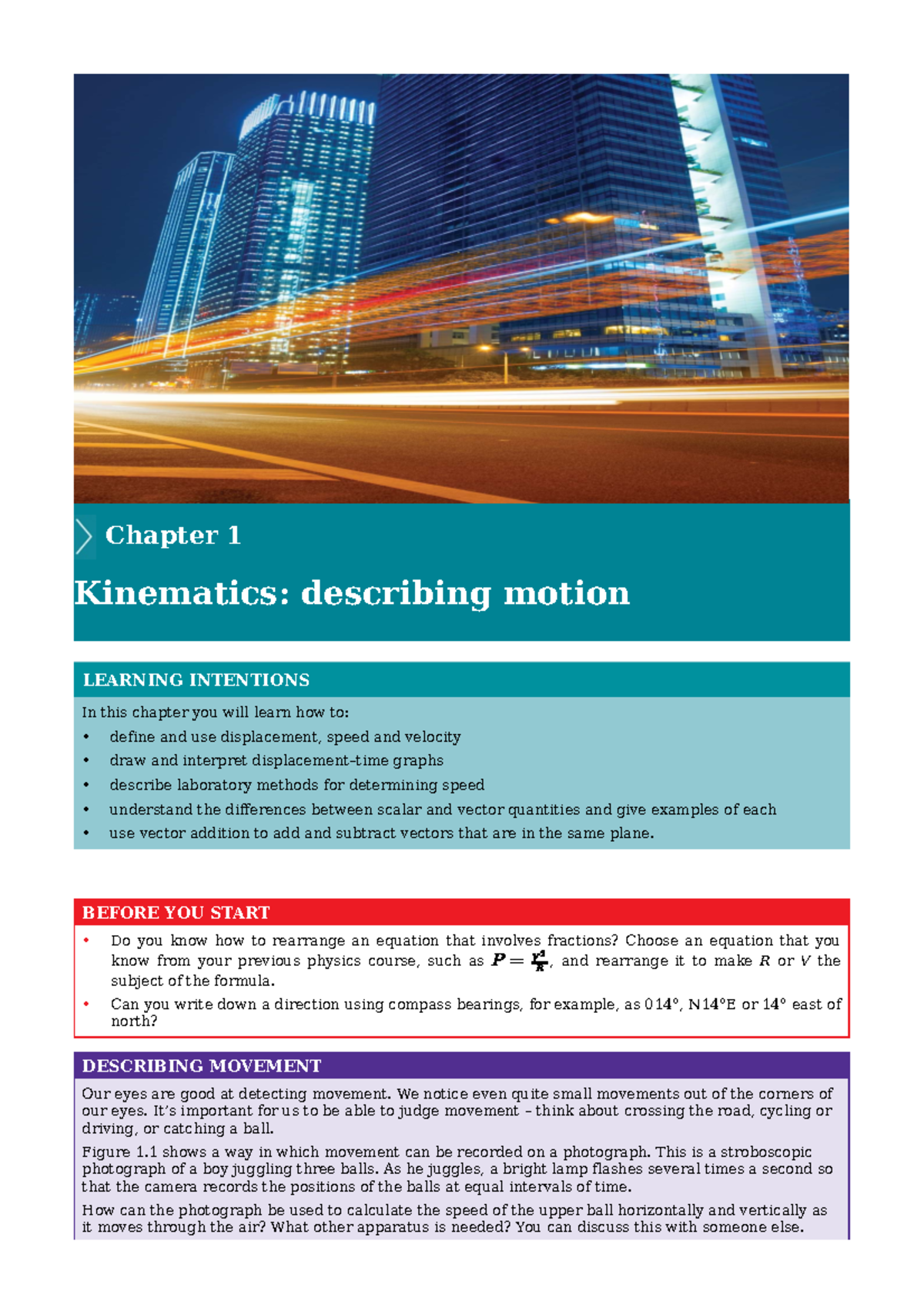 Chapter 1: Kinematics - Understanding Motion and Its Quantities - Studocu