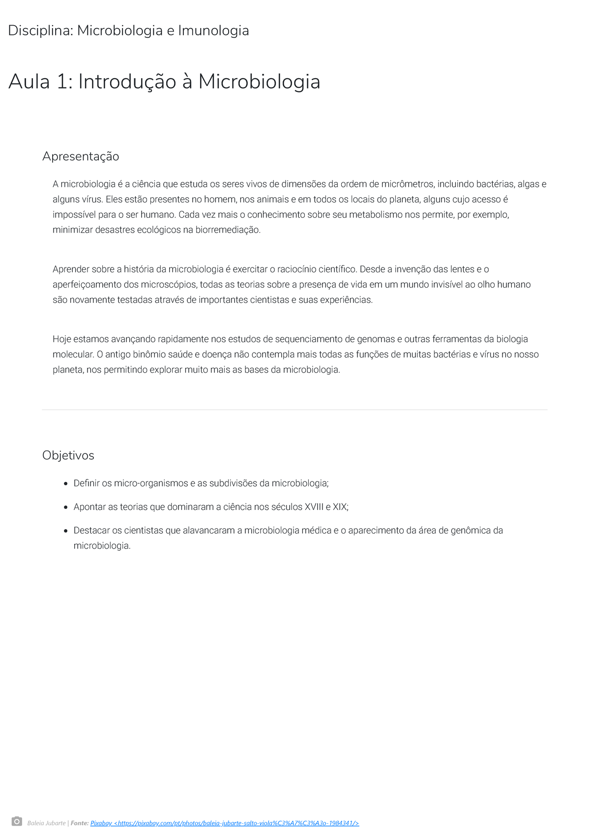 AULA 01 - MI - Disciplina: Microbiologia e Imunologia Aula 1 ...