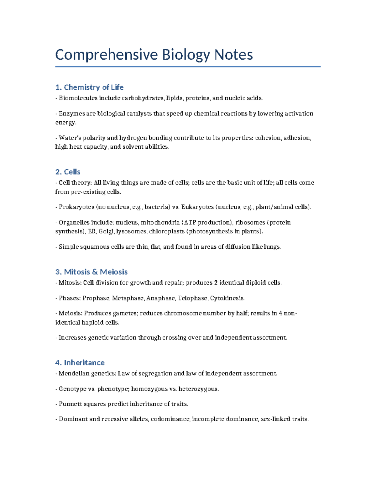 Biology Notes - This is just the over view of general bio ...