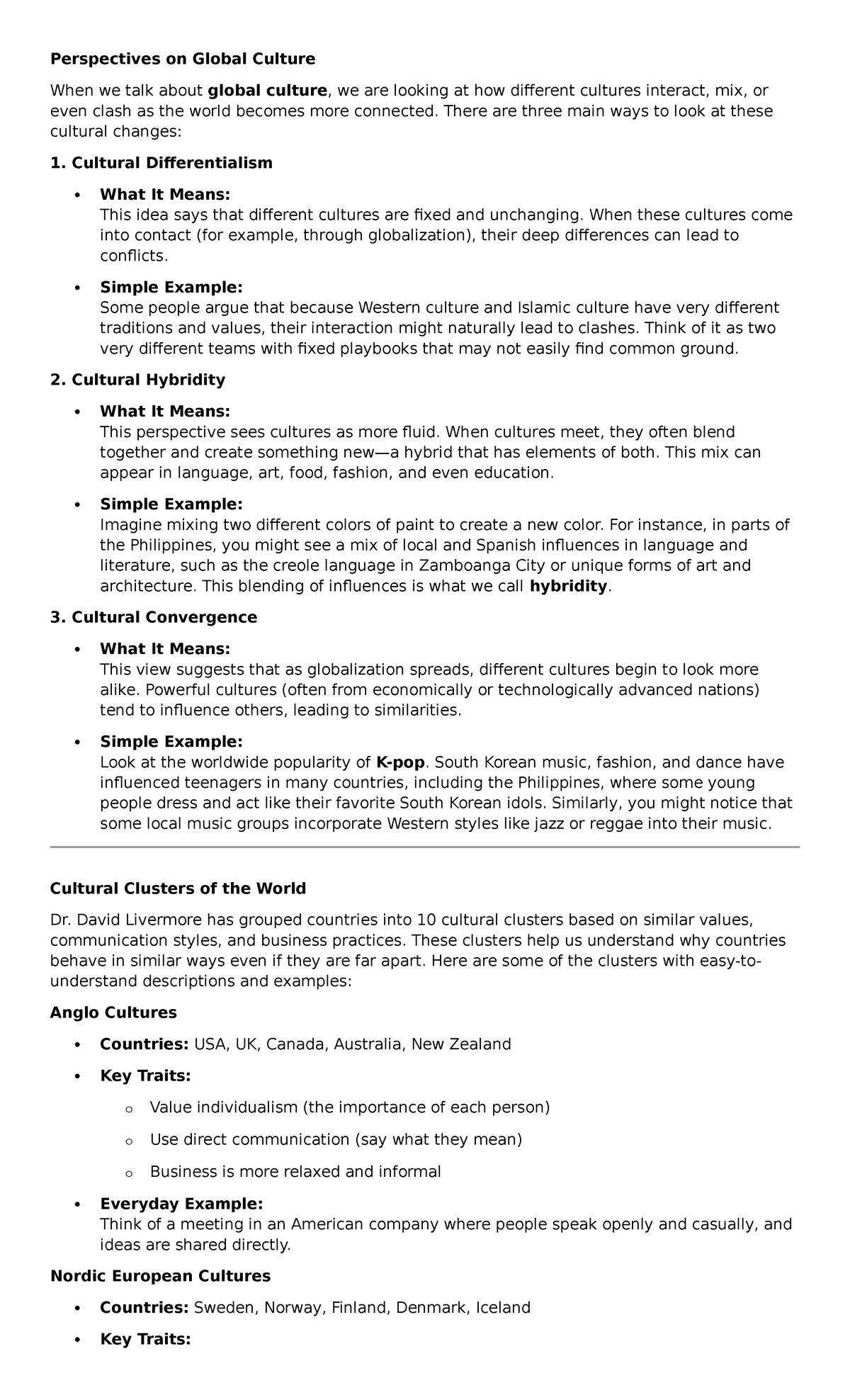 Report in IBT - Lecture notes - Perspectives on Global Culture When we ...