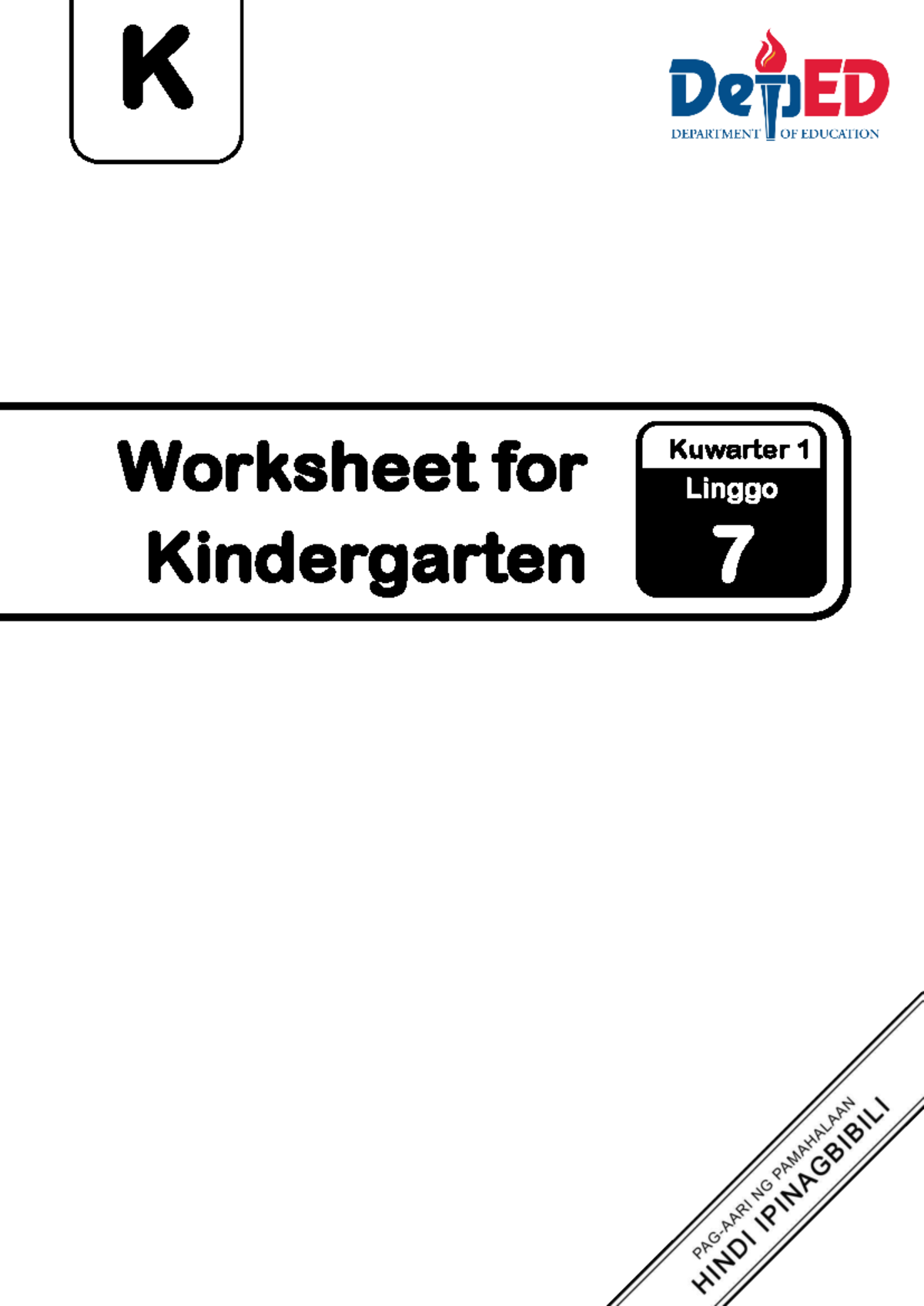 WS Kinder Q1 Week 7: Early Language, Literacy & Numeracy Worksheets ...