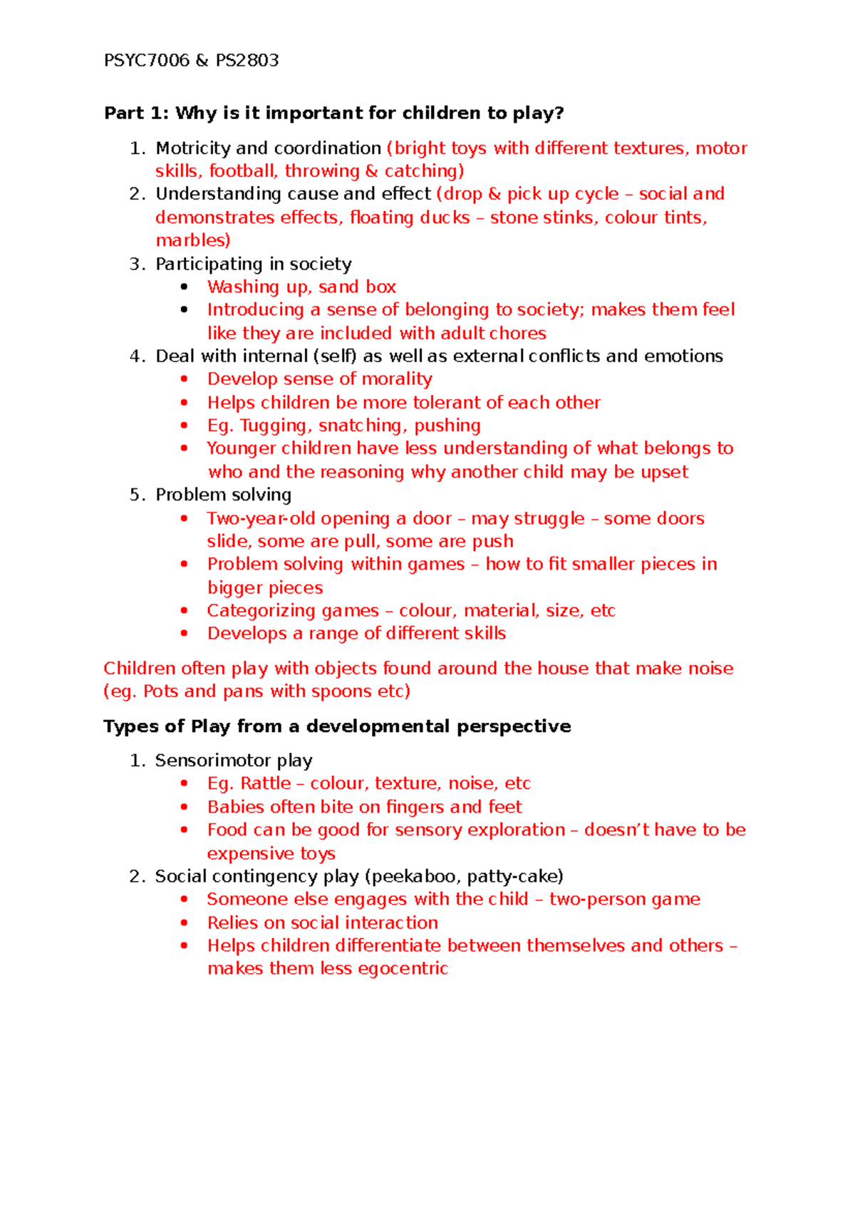 PSYC7006 PS2803 Developmental Psychology: Types of Play Explained - Studocu