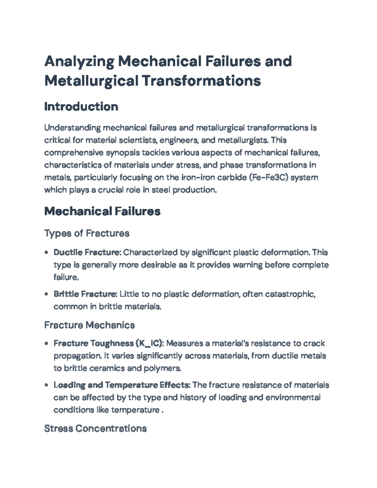 Mechanical Failures and Metallurgical Transformations in Steel (ENGR ...