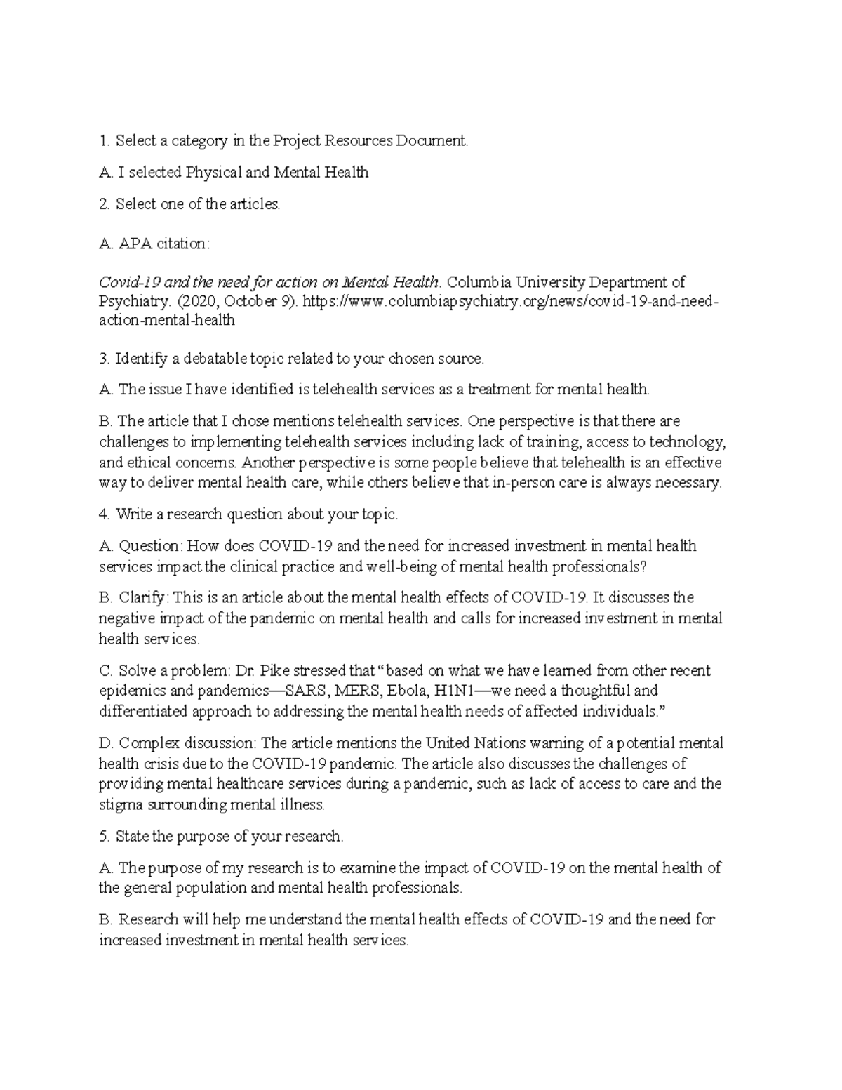1 2 Assignment Exploring Telehealth In Mental Health During Covid 19