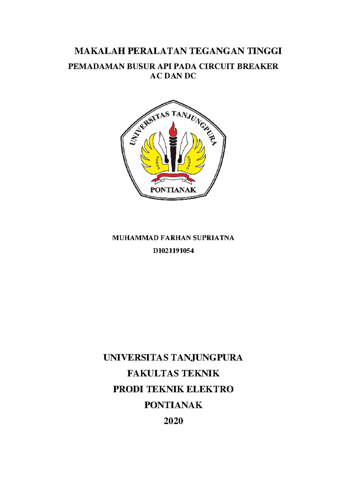 Pemadaman Busur API pada Circuit Breaker Tegangan Tinggi AC/DC - Studocu