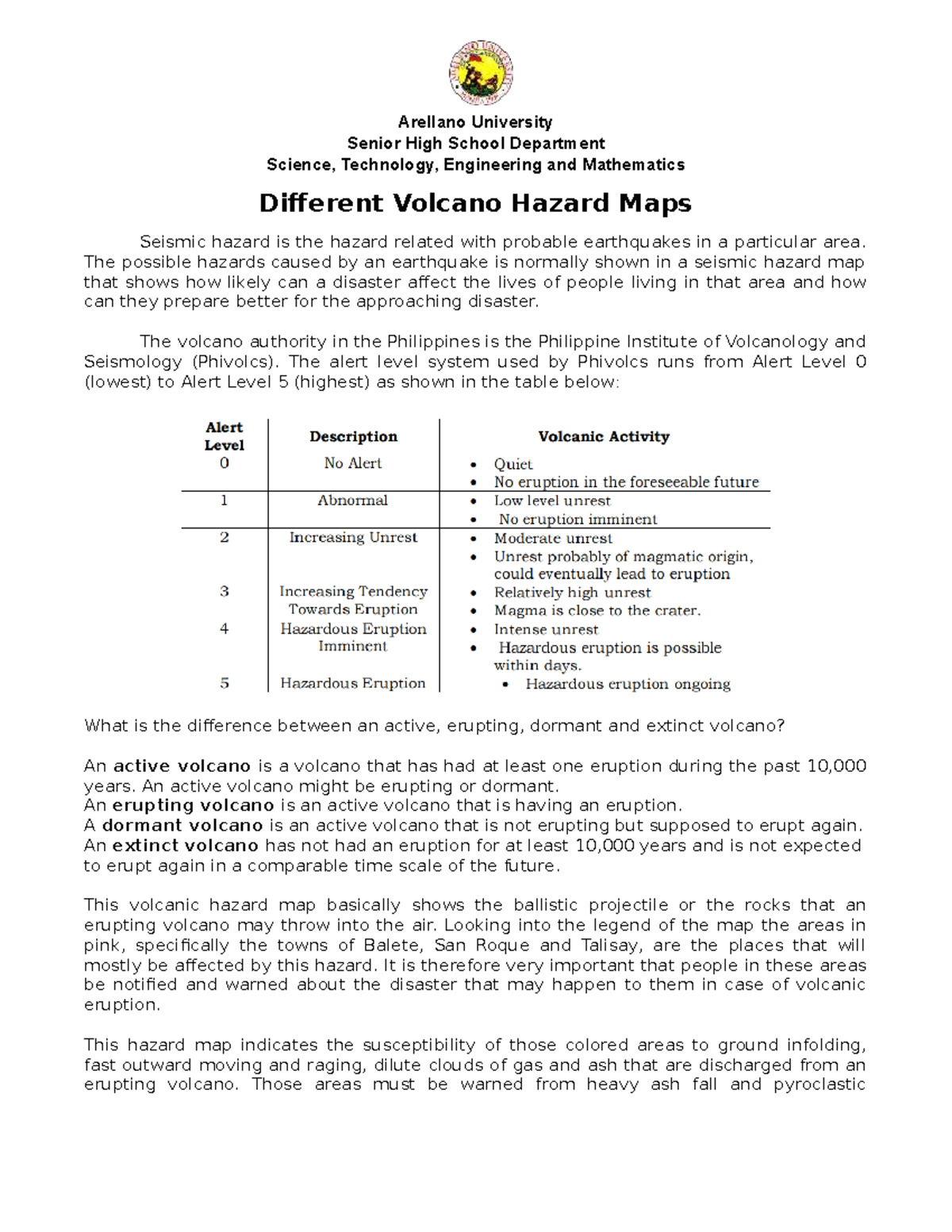 Lesson 6 Volcanic Hazard - Arellano University Senior High School ...