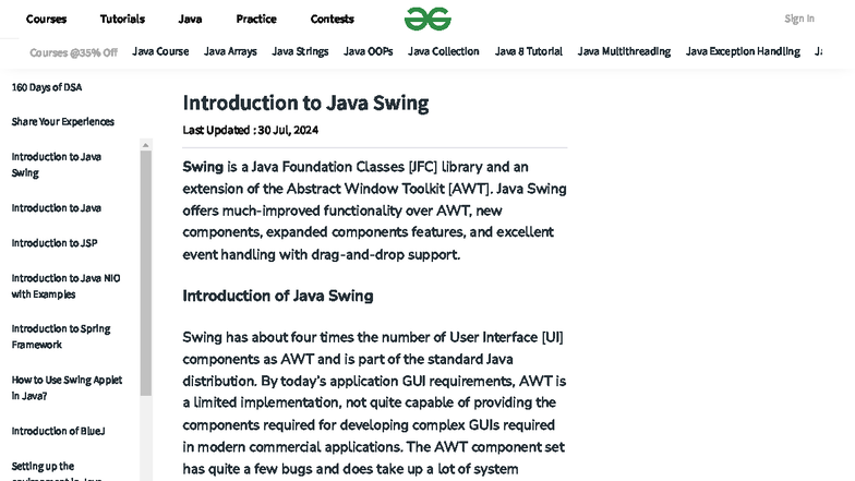 Introduction to Java Swing: Concepts and Examples (CS101) - Studocu