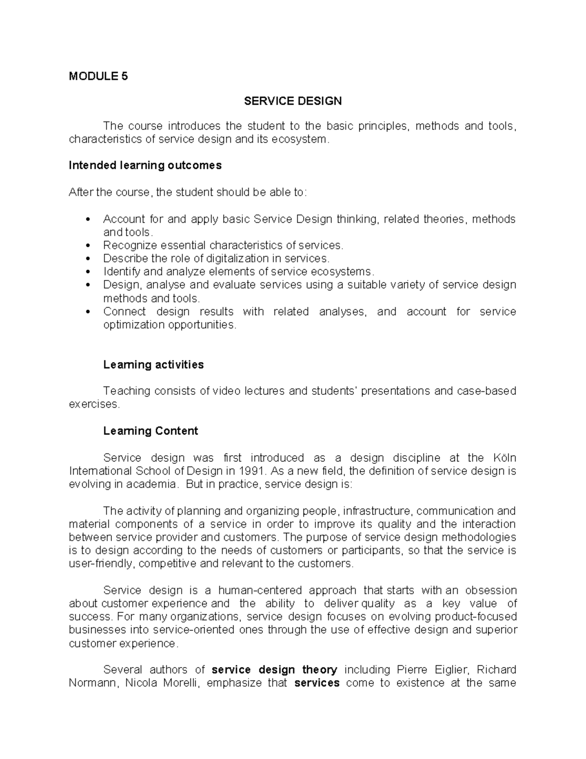 MODULE 5: SERVICE DESIGN Principles and Practices for Effective Service ...