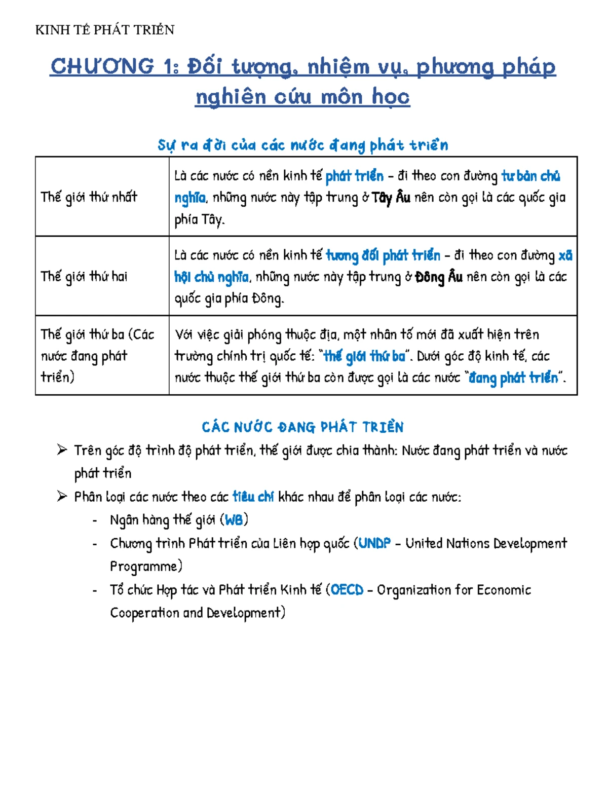 Ôn tập tự luận cuối kì Kinh tế phát triển - CÂU HỎI TỰ LUẬN CHƯƠNG 1 ...