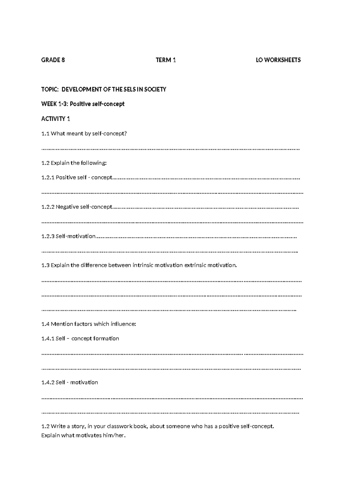 LO Revision Booklet 2025: Life Orientation Grade 10 Term 2 - Studocu