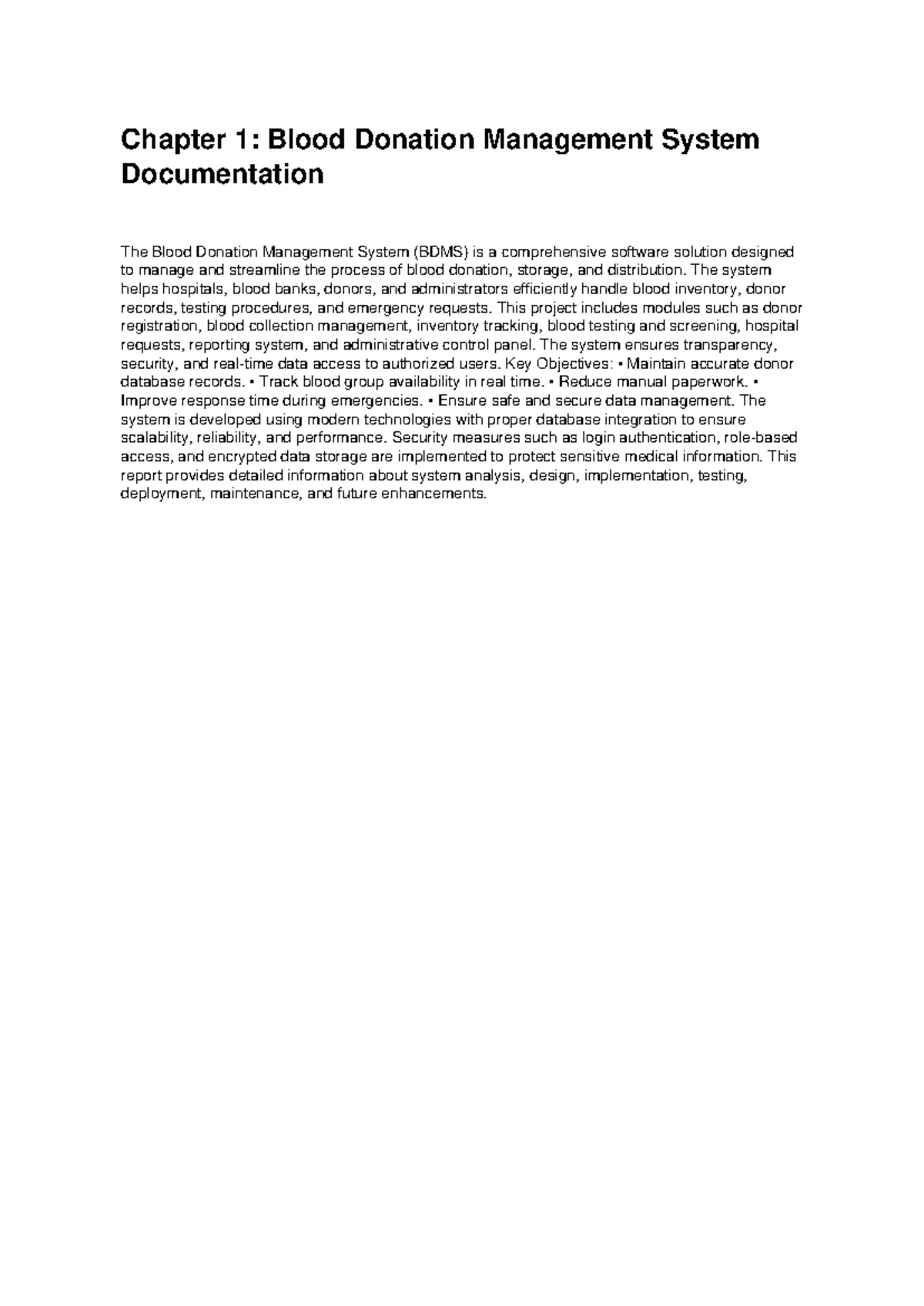 BDMS Documentation: Comprehensive Overview of Blood Donation System ...