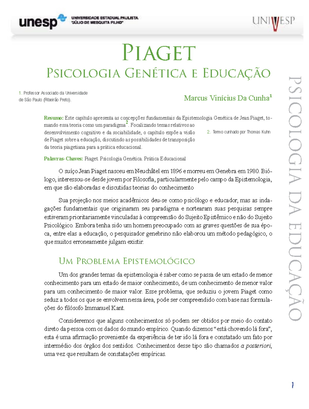 Psicologia Genética e Educação: Teoria de Piaget em Foco - Studocu