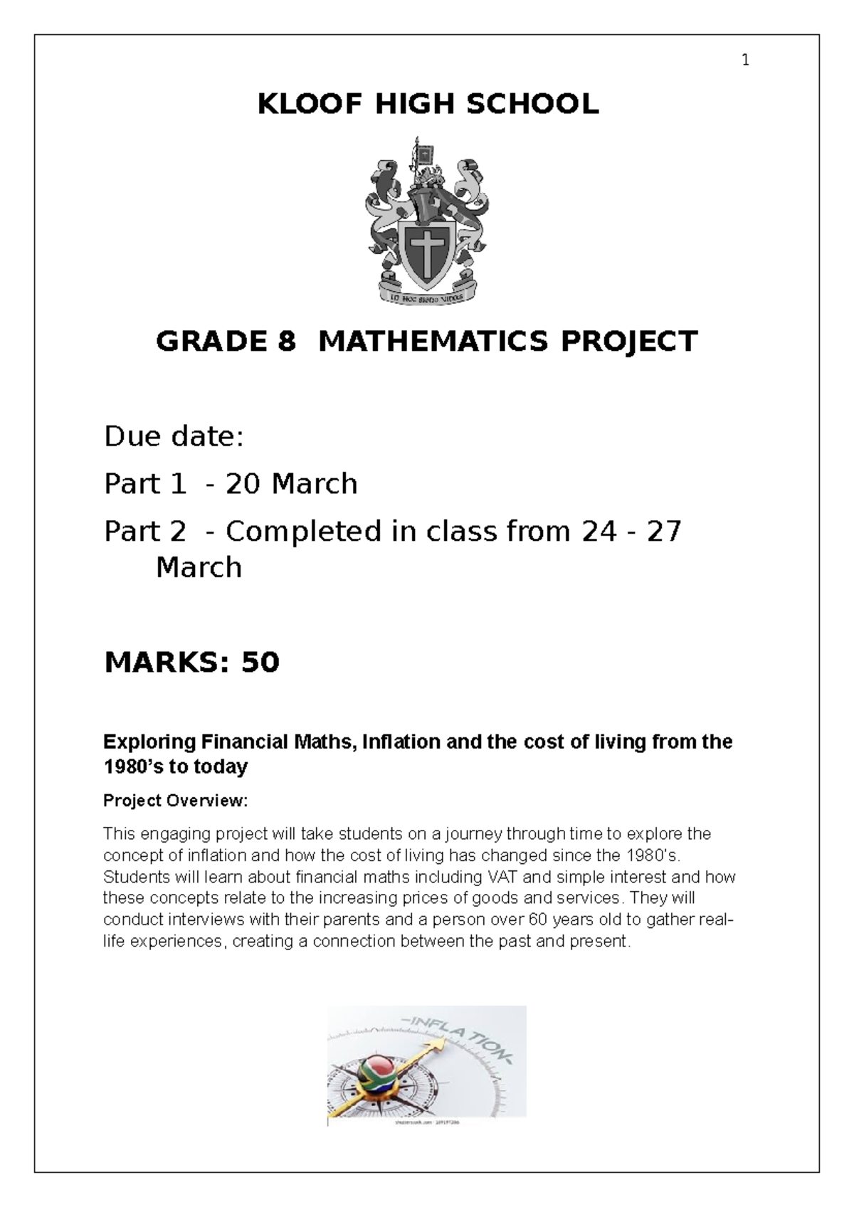 Grade 8 Maths Project: Exploring Inflation and Cost of Living Changes ...