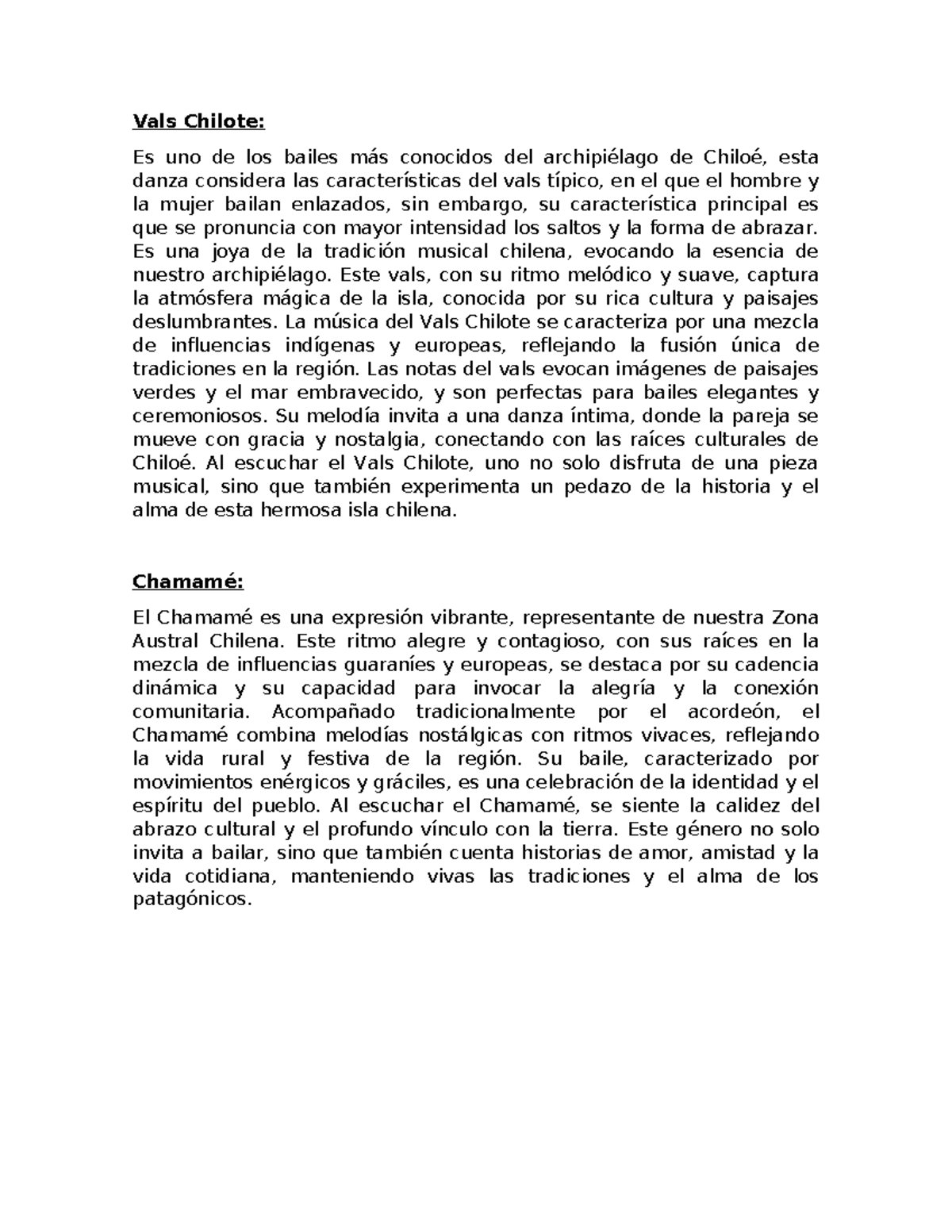 Vals Chilote y Chamamé: Reseña de Tradiciones Musicales Chilenas - Studocu