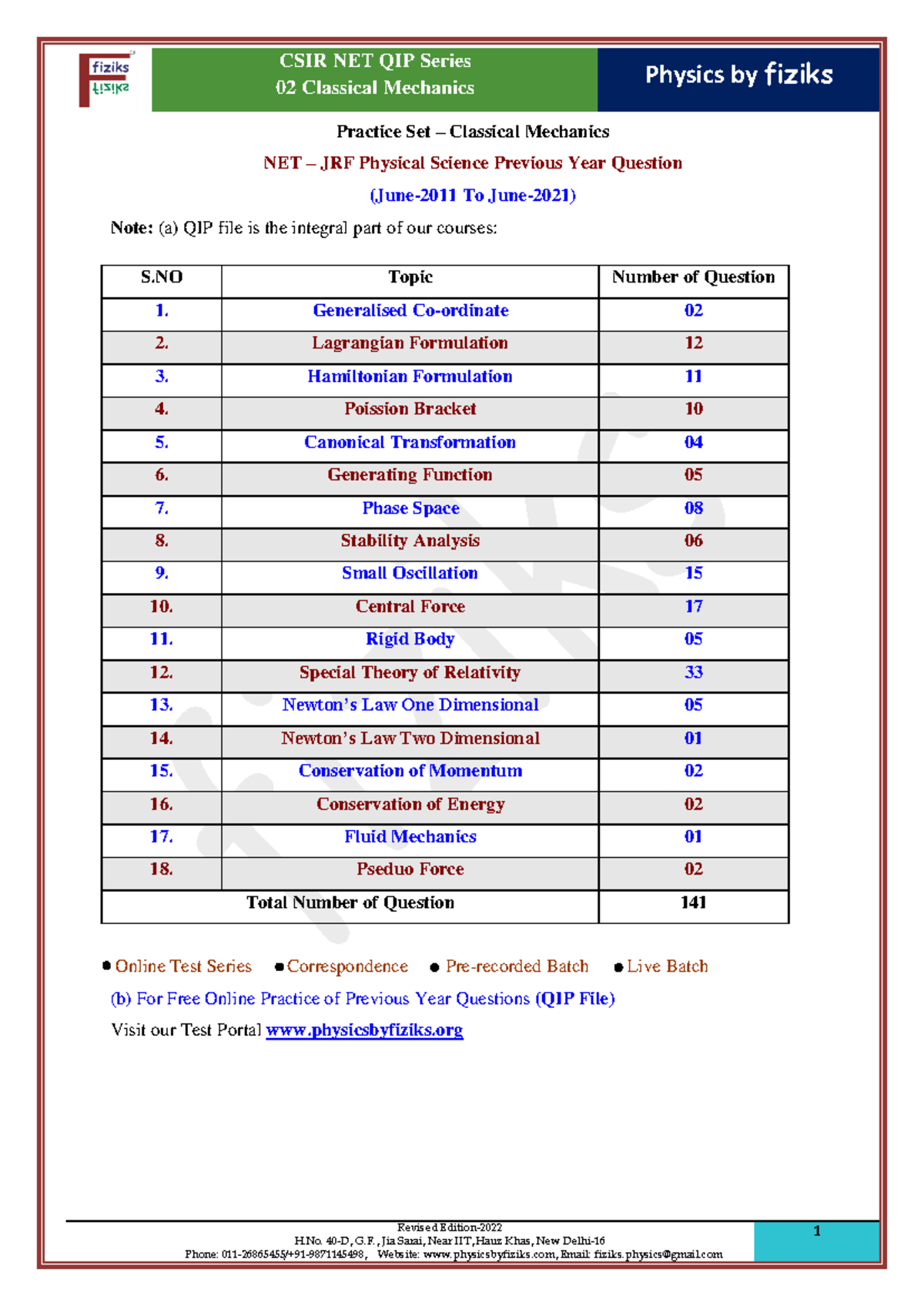 NET-JRF Classical Mechanics PYQ Compilation (2011-2021) - Studocu