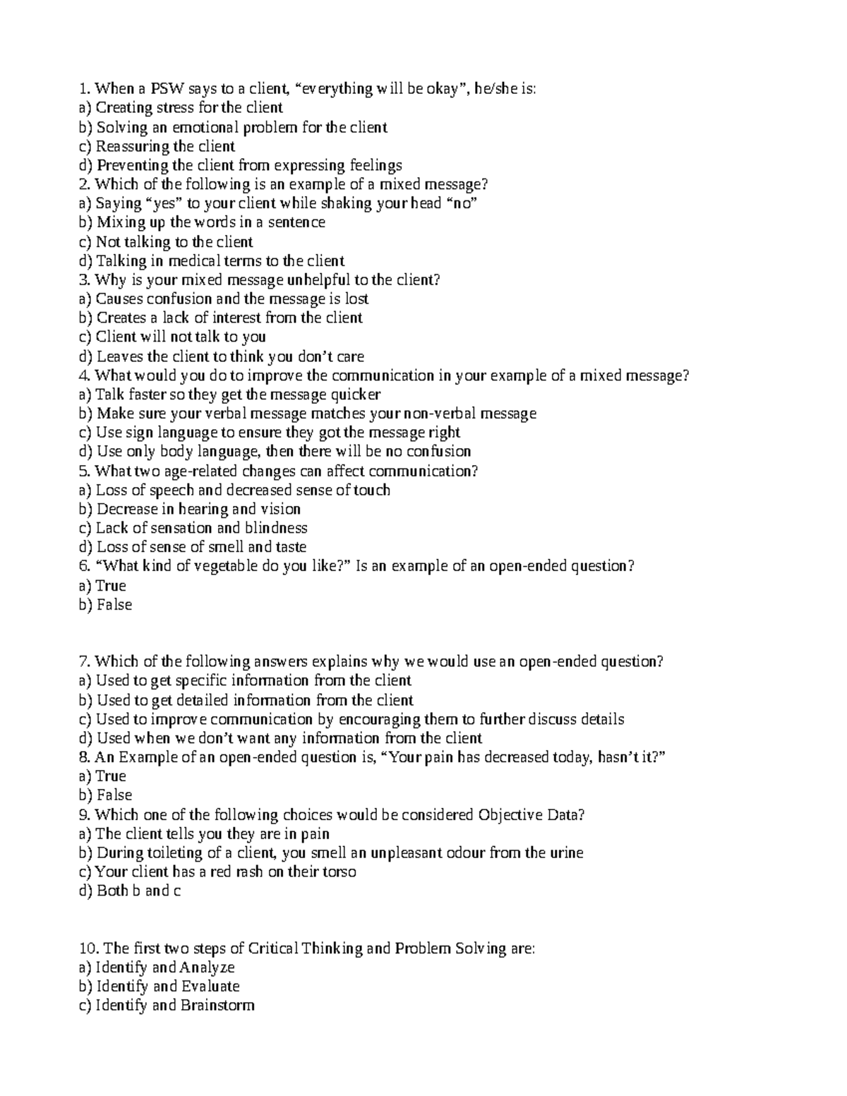 Module 1 Test C - PSW Foundations Practice Questions and Answers - Studocu