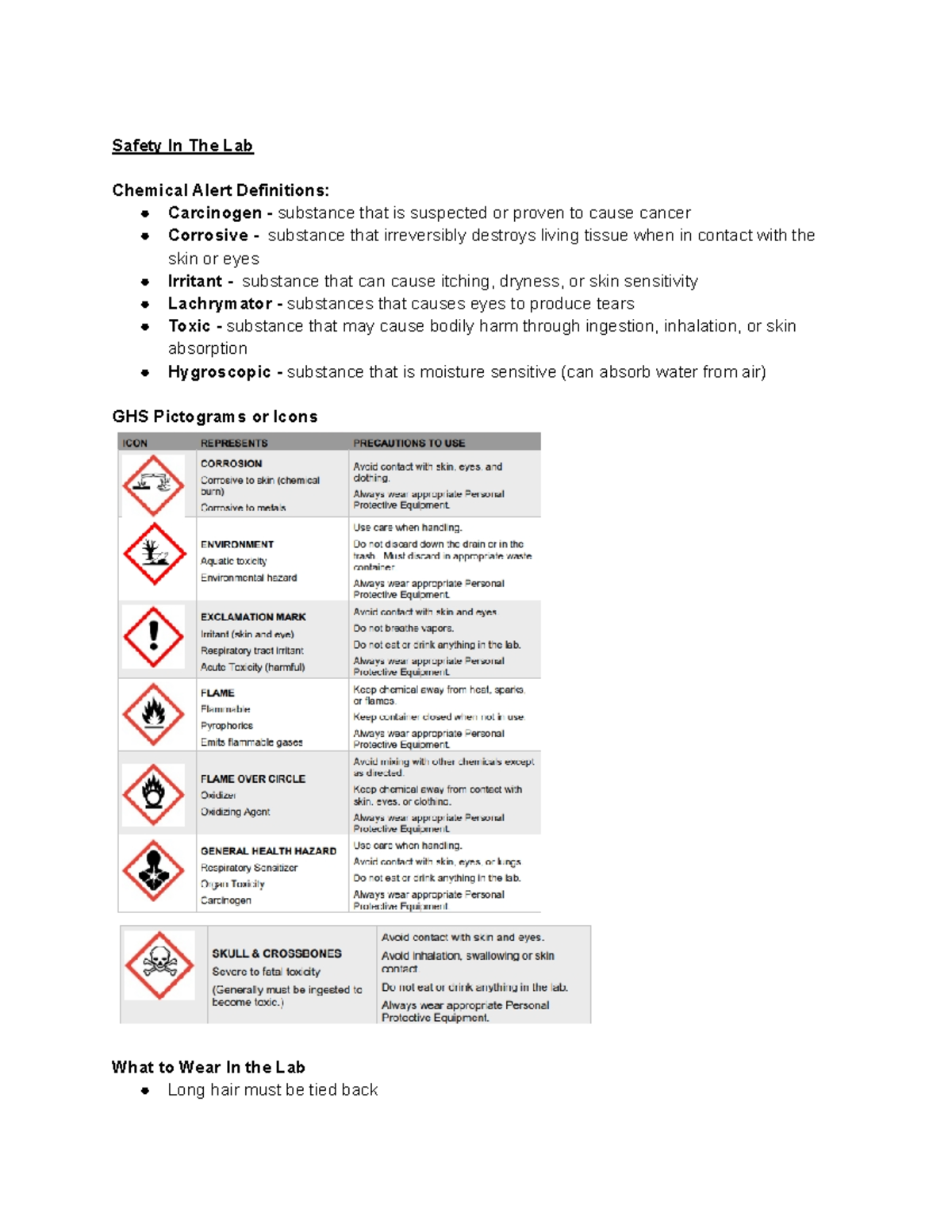 Chem 1212 Midterm Prep: Lab Safety and Skills Overview - Studocu