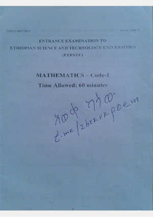 Freshman Mathematics Work sheet 2015 entry - Jimma University College ...