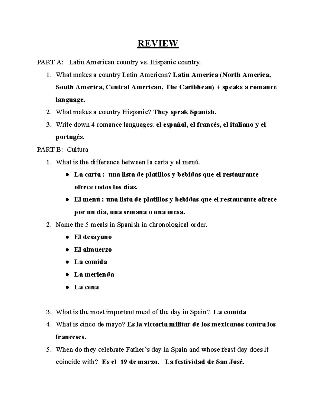 Spanish 101: Final Review - Latin American vs. Hispanic Countries - Studocu