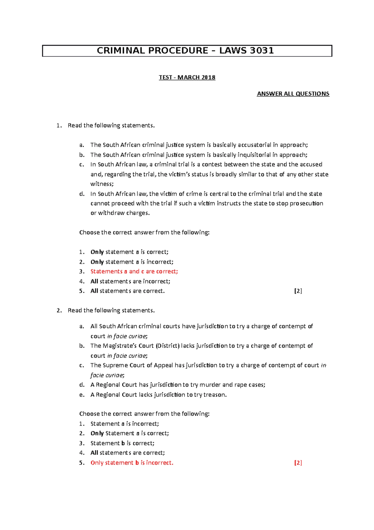 South Africa Law: Sentencing Procedures and Discretion (CRIM101) - Studocu