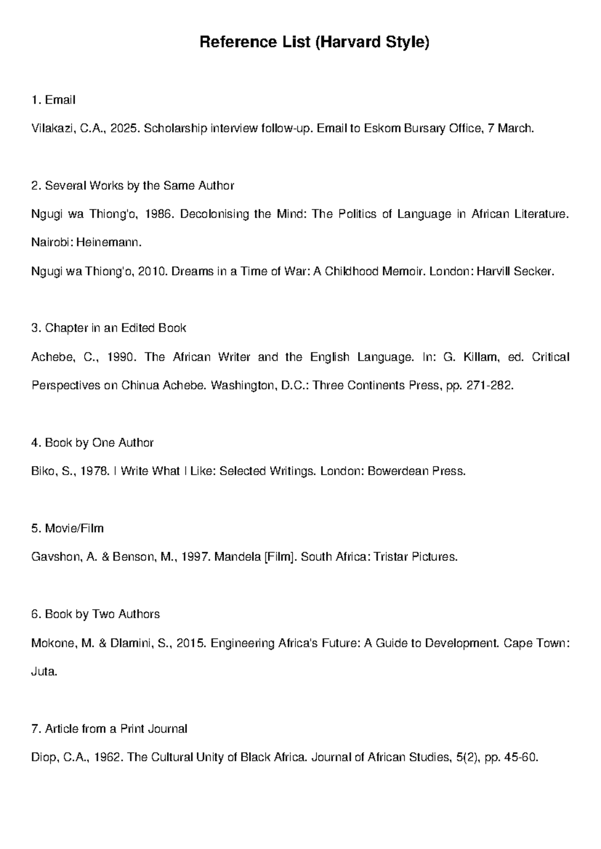 Harvard Style Reference List for Academic Works - Studocu