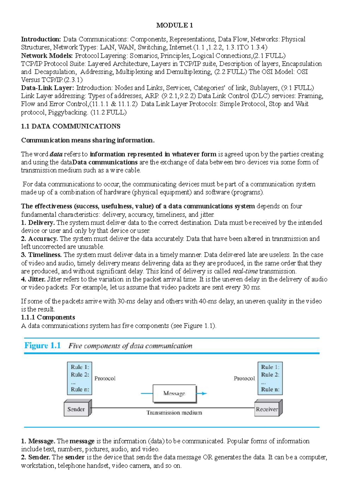 Module 1 - CCN: Introduction to Data Communications and Network Models - Studocu
