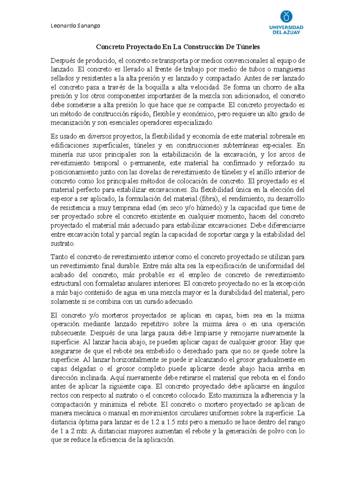 Concreto Proyectado en la Construcción de Túneles: Técnicas y ...
