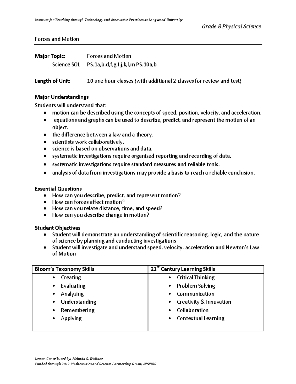 SCI8Force-Motion - Learners Activity sheet - Institute for Teaching ...