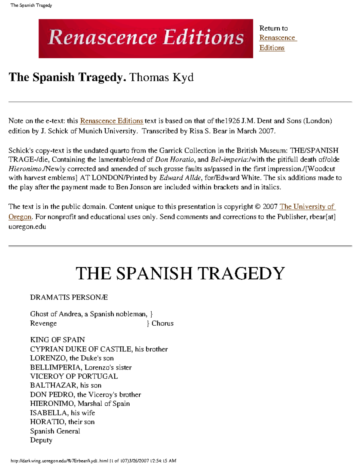 The Spanish Tragedy - Annotations and Analysis (ENG 101) - Studocu