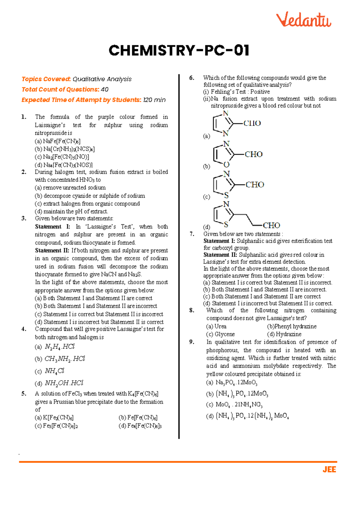 Chemistry-PC-01: Qualitative Analysis Study Notes and Questions - Studocu